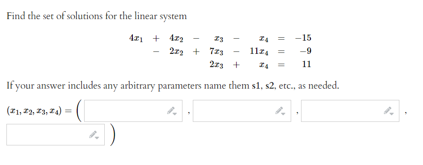 Solved Find the set of solutions for the linear system | Chegg.com