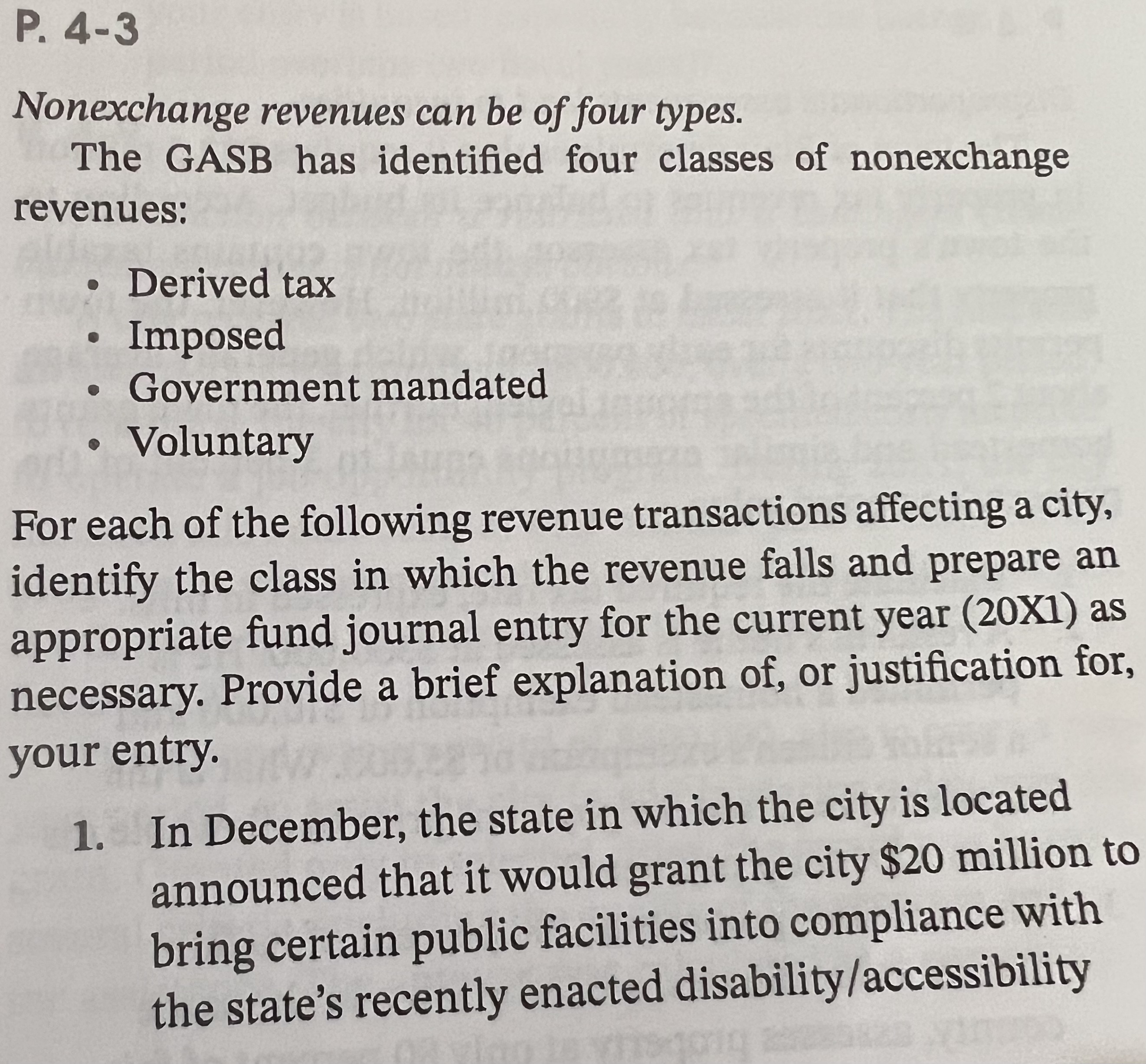 Solved Nonexchange revenues can be of four types. The GASB | Chegg.com