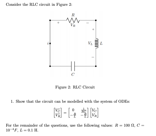 Solved Consider the RLC circuit in Figure 2: M VR ele Figure | Chegg.com
