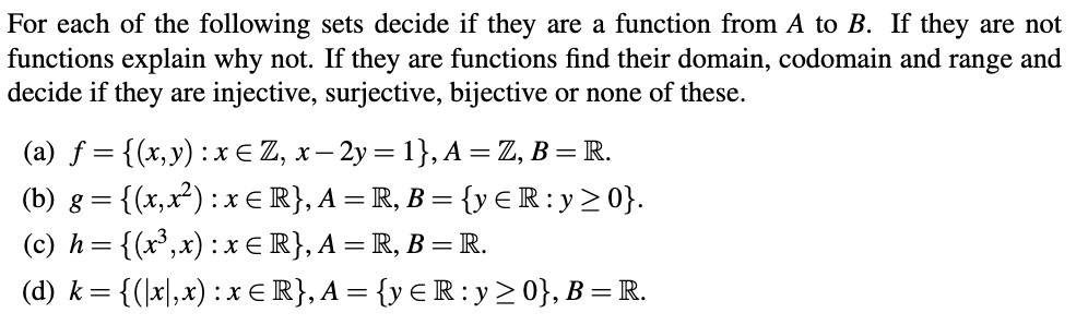 Solved For each of the following sets decide if they are a | Chegg.com