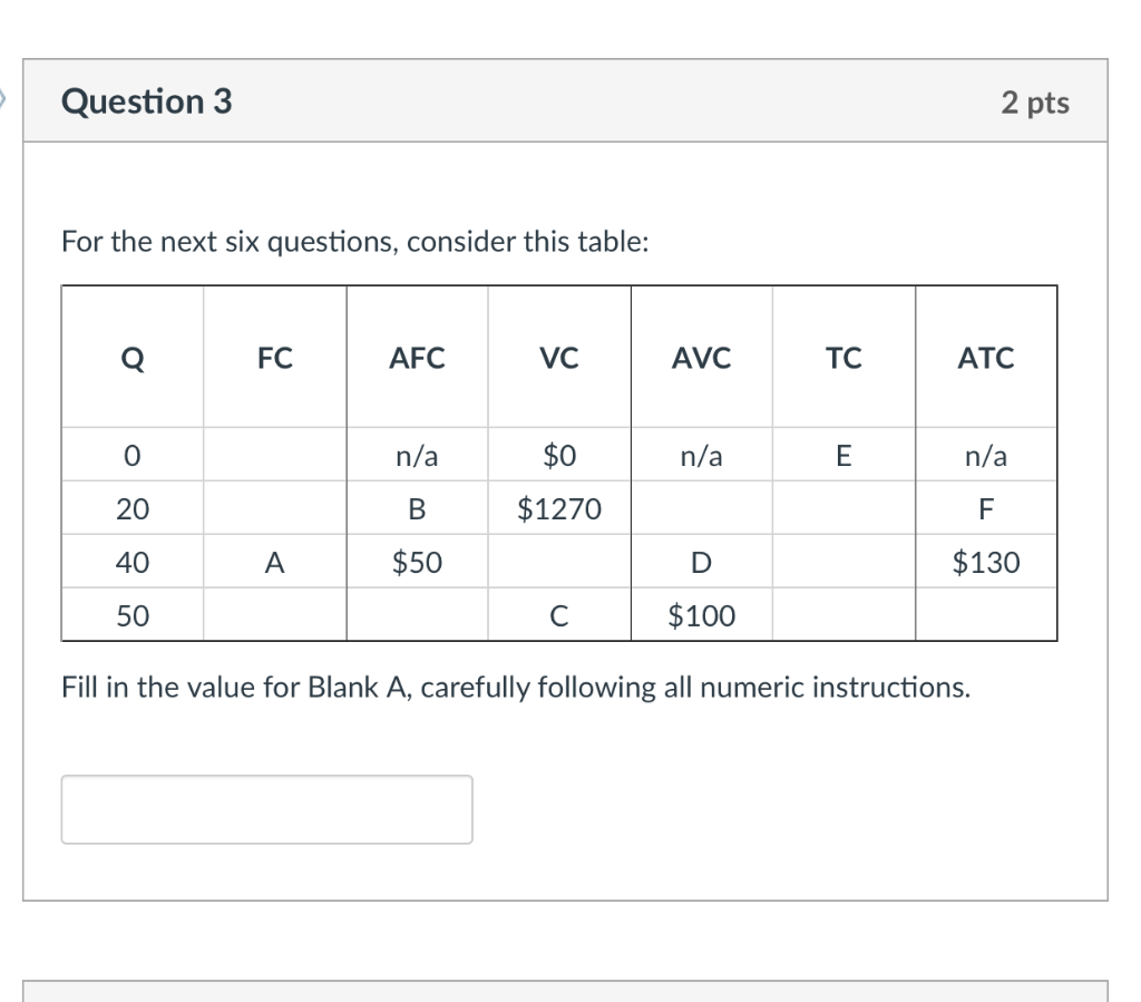 Solved For the next six questions, consider this table: Fill | Chegg.com