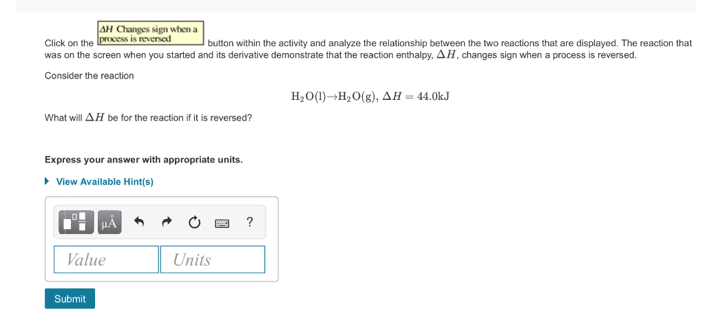 Solved Part A Click the AH is an Extensive Property that was | Chegg.com