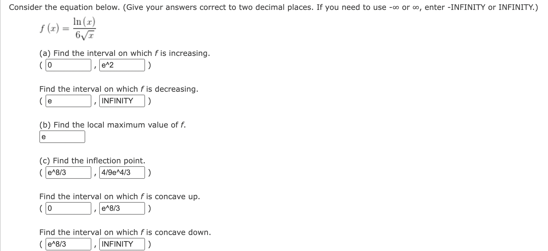 Solved Consider the equation below. (Give your answers | Chegg.com