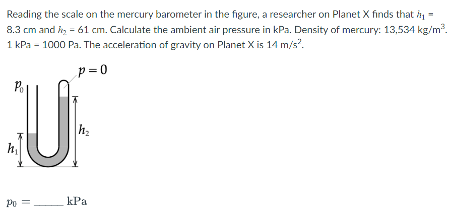 Solved Reading the scale on the mercury barometer in the | Chegg.com
