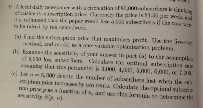 Solved 9. A local daily newspaper with a circulation of | Chegg.com