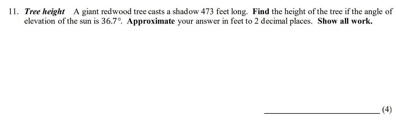 Solved Tree height A giant redwood tree casts a shadow 473 | Chegg.com
