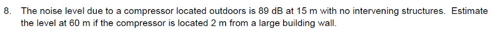 Solved The noise level due to a compressor located outdoors | Chegg.com