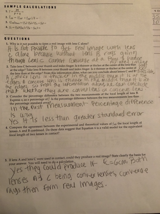 Solved LABORATORY 41 Focal Length of Lenses LABORATORY | Chegg.com