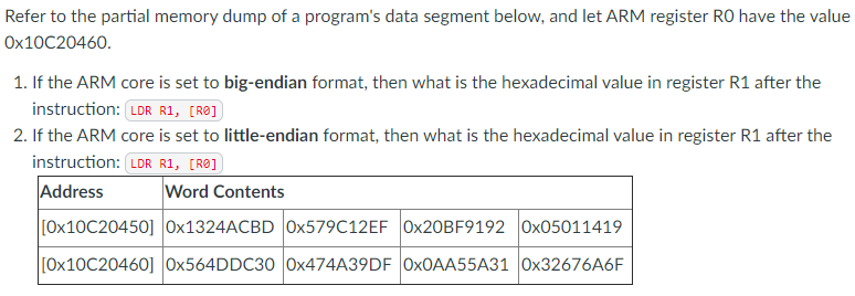 Solved Refer to the partial memory dump of a program's data | Chegg.com