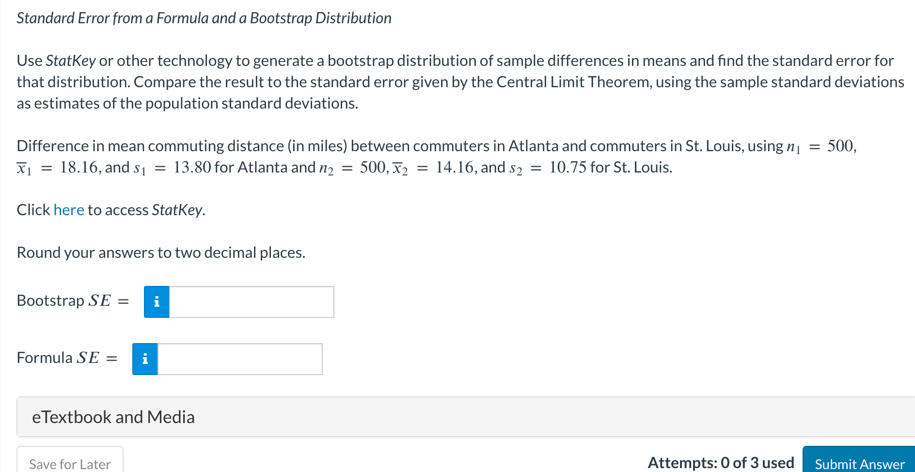 Solved Standard Error From A Formula And A Bootstrap 5966