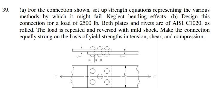 Solved 39. (a) For the connection shown, set up strength | Chegg.com