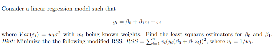 Solved Consider a linear regression model such that | Chegg.com