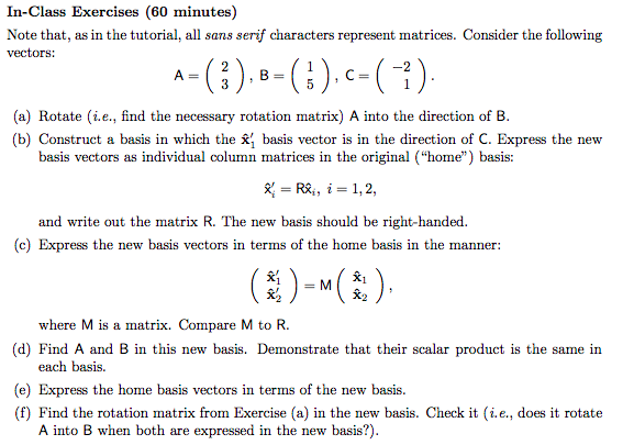 In-Class Exercises (60 minutes) Note that, as in the | Chegg.com