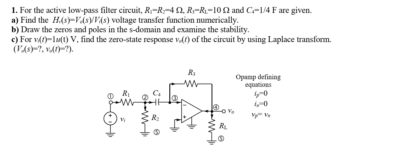 Solved For the active low-pass filter circuit, | Chegg.com