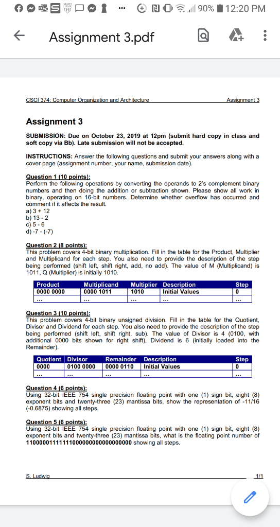 S I NO 90% | 12:20 PM € Assignment 3.pdf @ nt : CSCI | Chegg.com