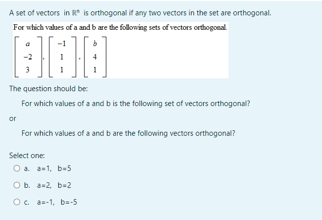 Solved A set of vectors in Rn is orthogonal if any two | Chegg.com