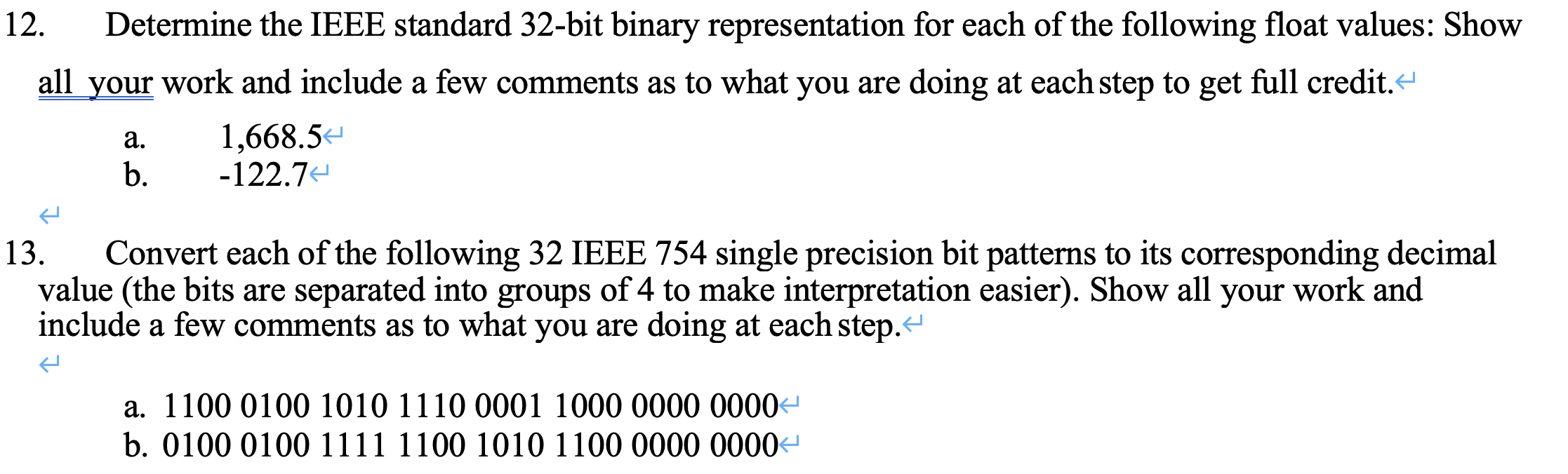 Solved 12. Determine the IEEE standard 32-bit binary | Chegg.com