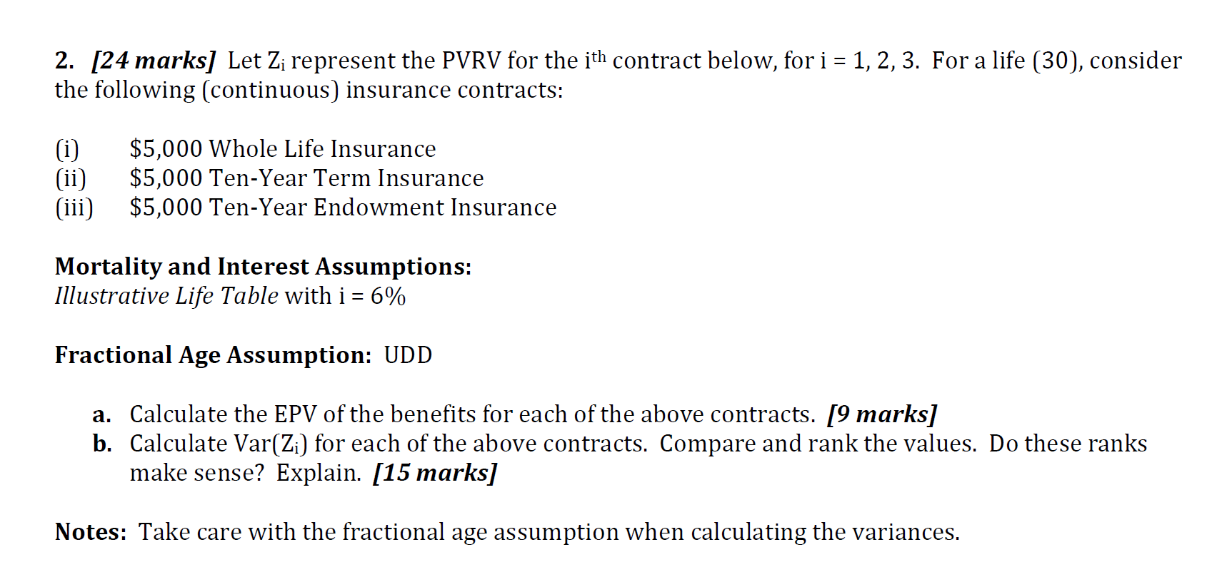 2. [24 marks] Let Zi represent the PVRV for the ith | Chegg.com