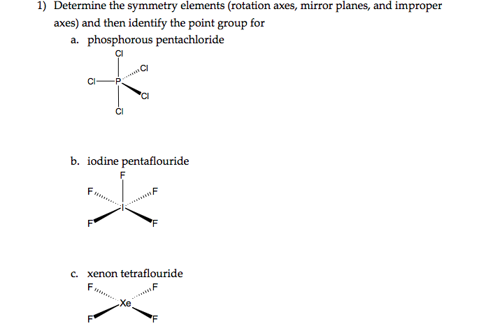 Solved 1) Determine the symmetry elements (rotation axes, | Chegg.com