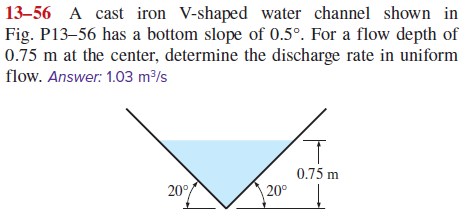Solved 13-56 A cast iron V-shaped water channel shown in | Chegg.com