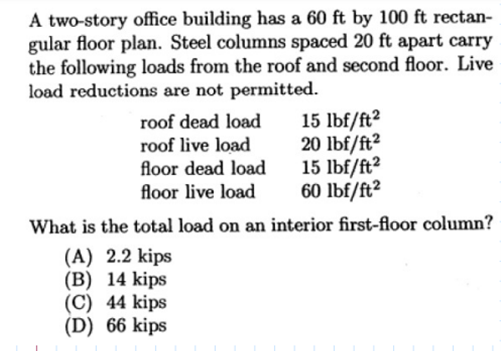 Solved A two-story office building has a 60 ft by 100 ft | Chegg.com
