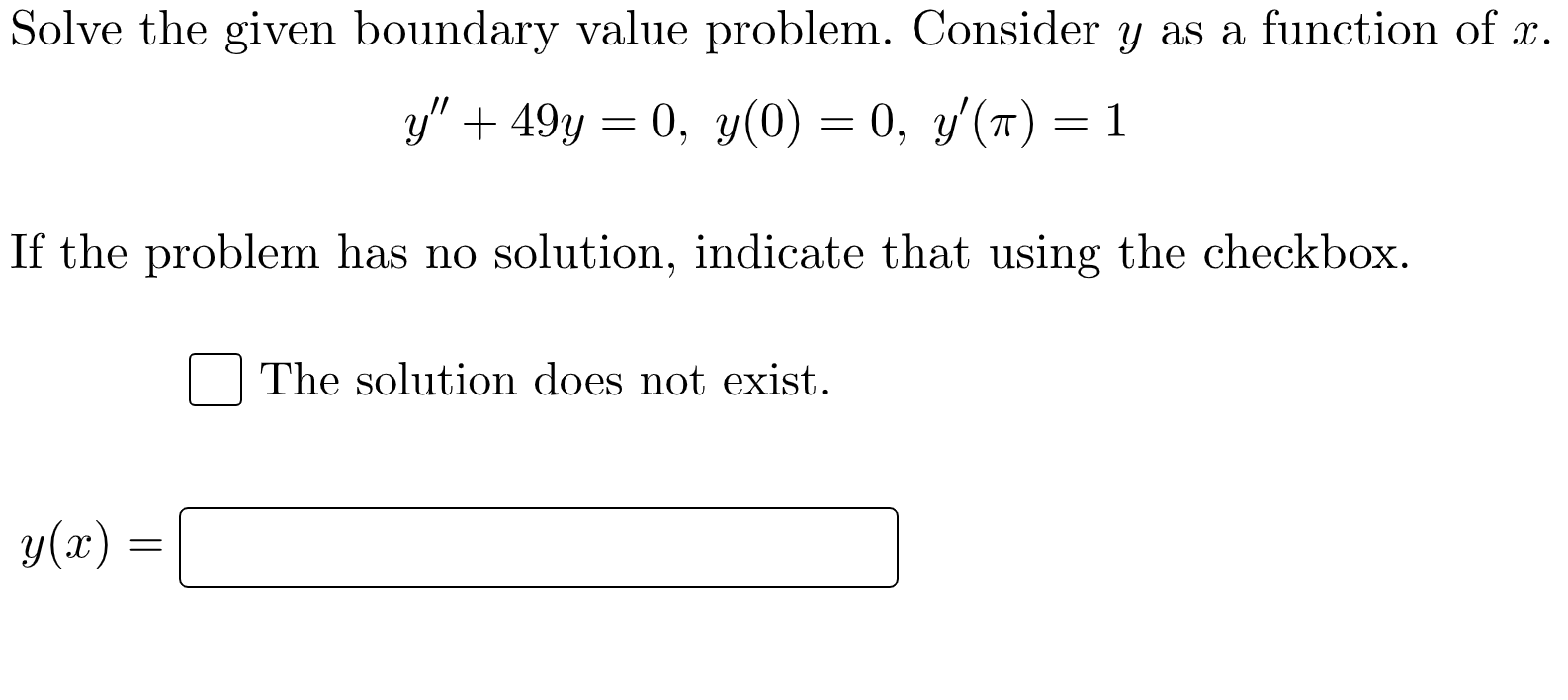 Solved Solve the given boundary value problem. Consider y as | Chegg.com
