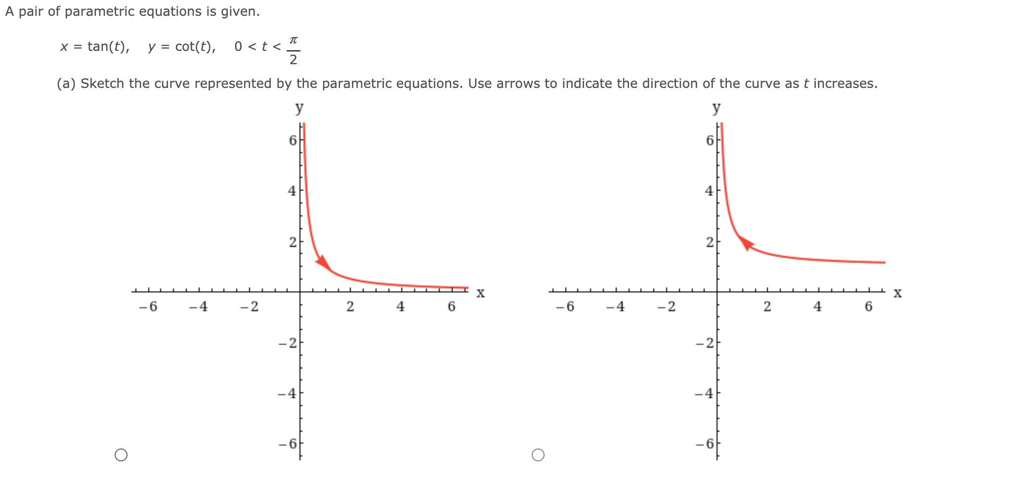 Solved A pair of parametric equations is given. x = tan(t), | Chegg.com