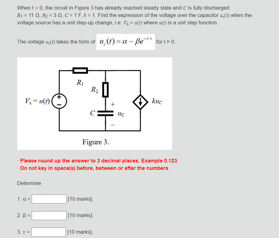 Solved When t = 0, the circuit in Figure 3 has already | Chegg.com