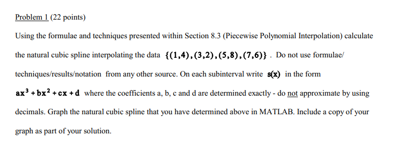 Problem 1 (22 points) Using the formulae and | Chegg.com