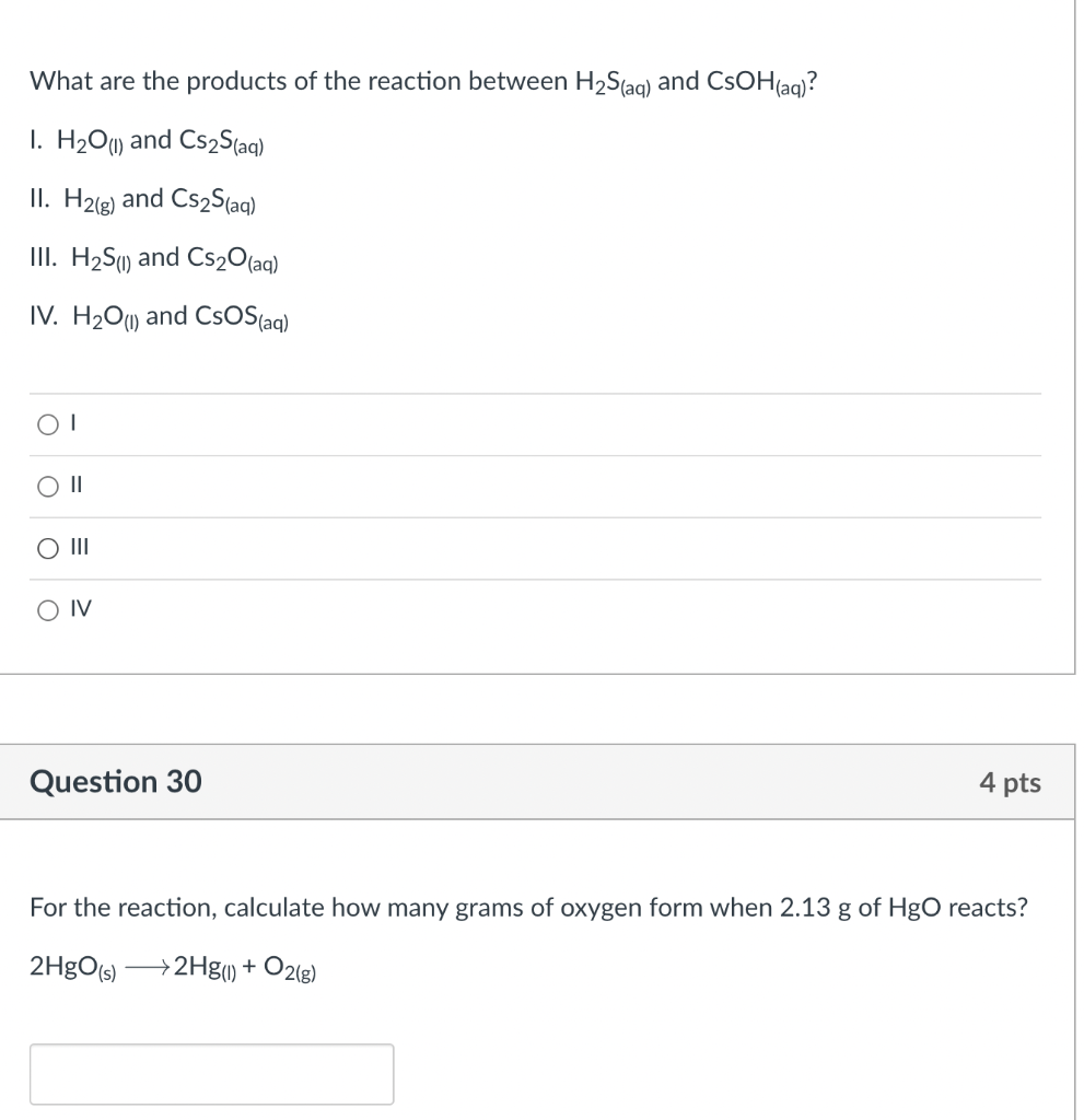 Solved What are the products of the reaction between H2S(aq) | Chegg.com
