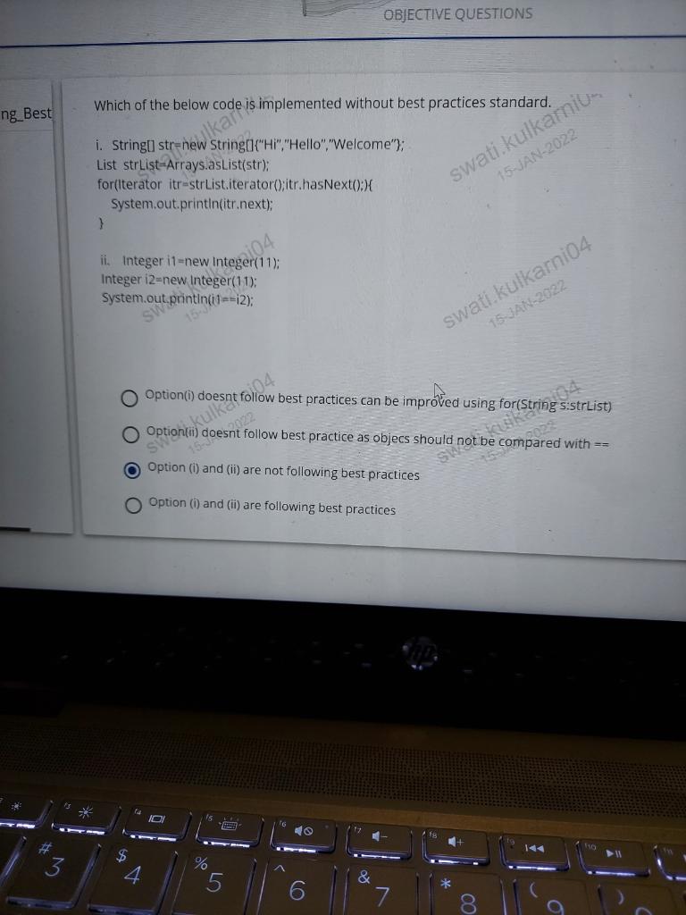Solved Option(i) doesnt follow best practices can be | Chegg.com