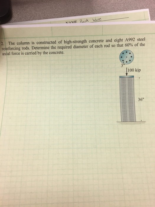 Solved The column is constructed of high-strength concrete | Chegg.com