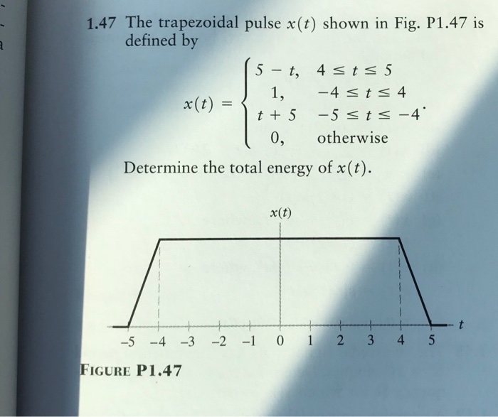 Solved 1.47 The trapezoidal pulse x(t) shown in Fig. P1.47 | Chegg.com