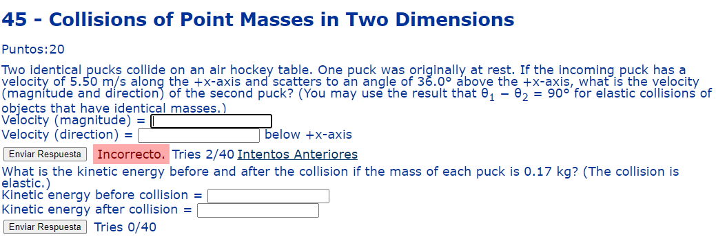 Solved 45 - Collisions of Point Masses in Two Dimensions | Chegg.com
