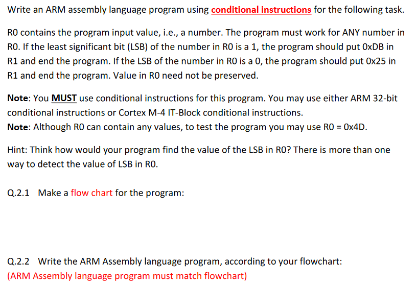 Write an ARM assembly language program using | Chegg.com
