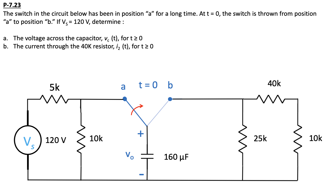 Solved The switch in the circuit below has been in position | Chegg.com