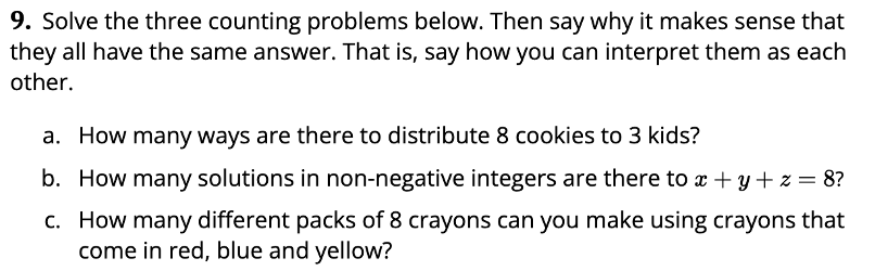 Solved 9. Solve the three counting problems below. Then say | Chegg.com