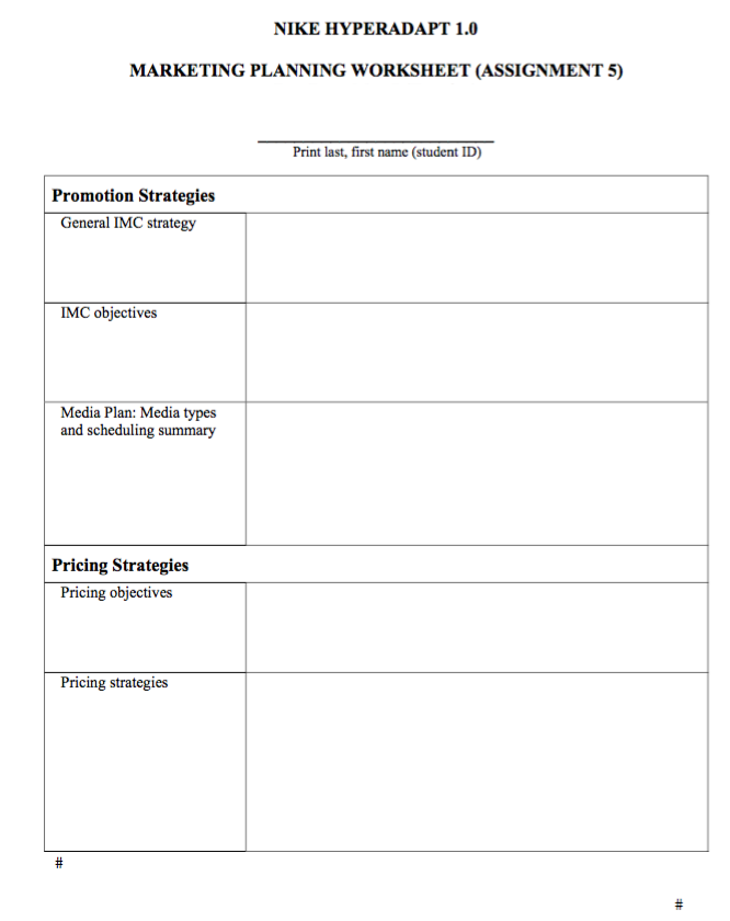 NIKE HYPERADAPT 1.0 MARKETING PLANNING WORKSHEET | Chegg.com