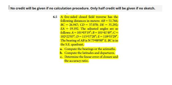 Solved No credit will be given if no calculation procedure. | Chegg.com