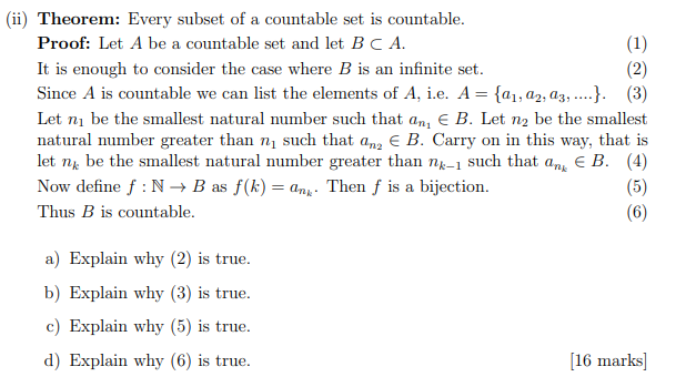 Solved (ii) Theorem: Every subset of a countable set is | Chegg.com