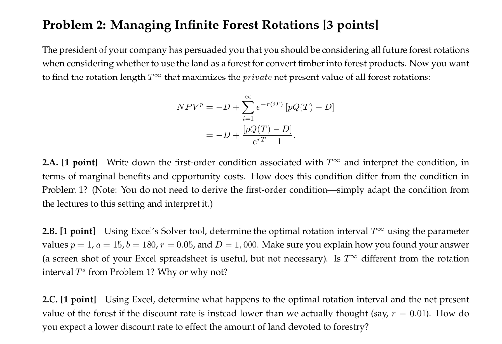 Problem 2: Managing Infinite Forest Rotations [3 | Chegg.com