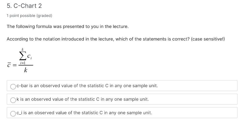 Solved 5. C-Chart 2 1 point possible (graded) The following | Chegg.com