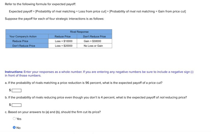 Refer to the following formula for expected payoff | Chegg.com
