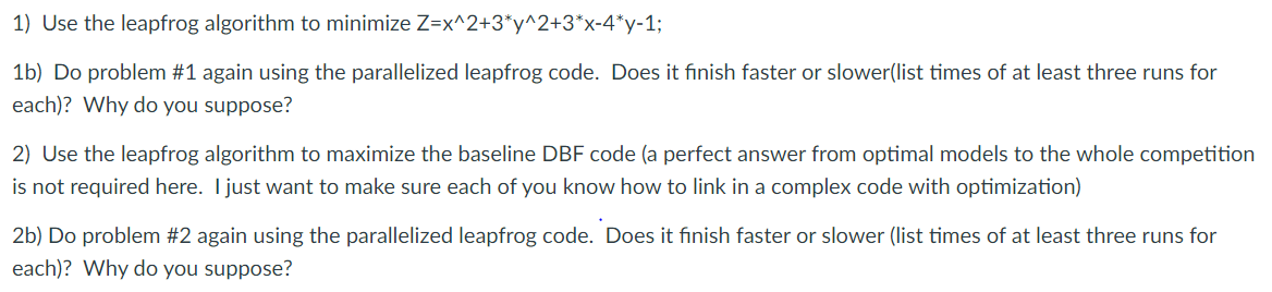 1) Use the leapfrog algorithm to minimize | Chegg.com