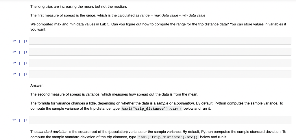 Lab 6 Measures Of Spread Range Variance And