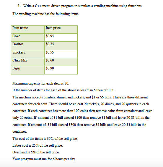 1 Write A C Menu Driven Program To Simulate A 0736