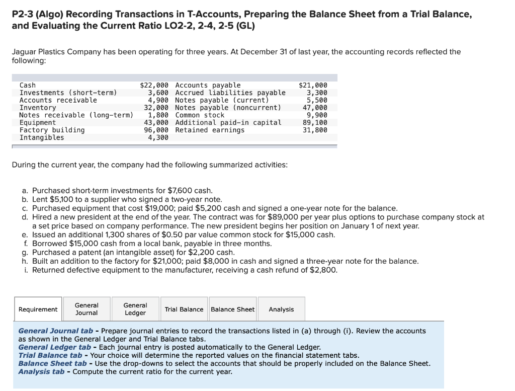Solved P2-3 (Algo) Recording Transactions in T-Accounts, | Chegg.com