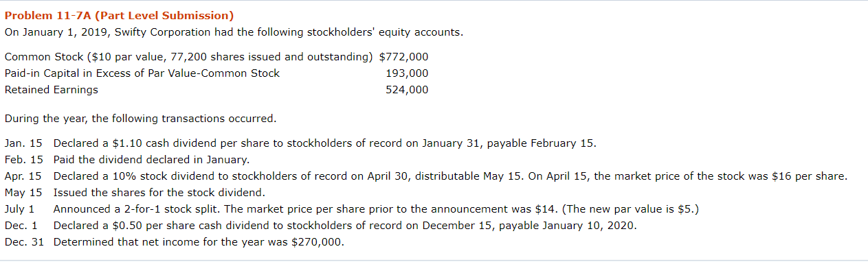 Solved Problem 11-7A (Part Level Submission) On January 1, | Chegg.com