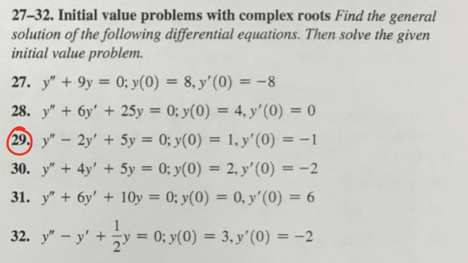 Solved 27-32. Initial value problems with complex roots Find | Chegg.com