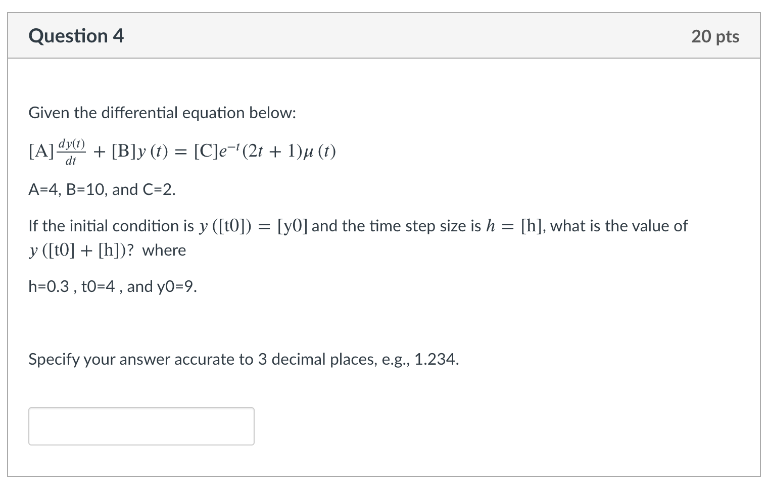 Solved Question 4 20 pts Given the differential equation | Chegg.com